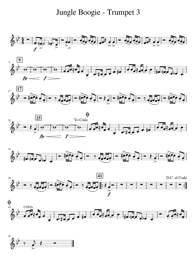 Jungle Boogie – Ronald Bell Sheet Music for Trumpet in b-flat (Solo ...