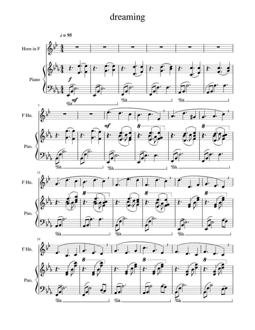 Piano and horn with articulations Sheet music for Piano, French horn ...