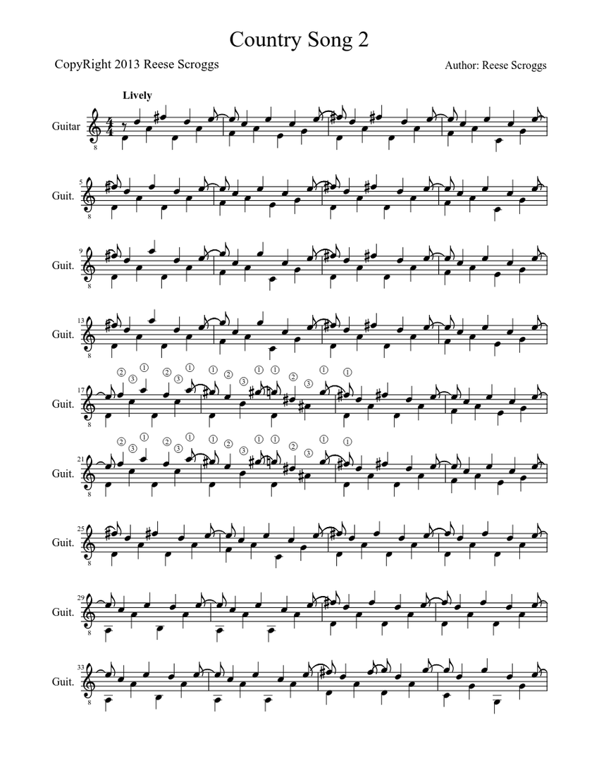 Country Song 2 Sheet music for Guitar (Solo) | Download and print in ...