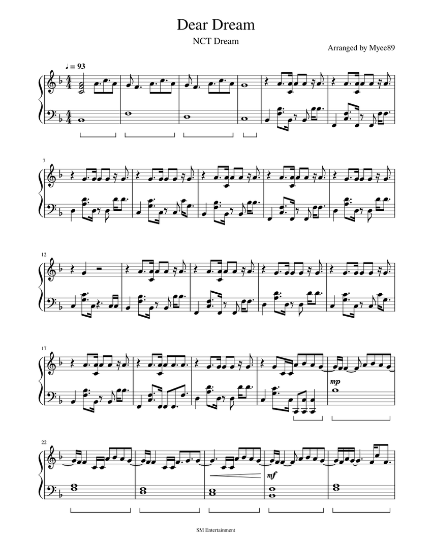 NCT Dream - Dear Dream Sheet music for Piano (Solo) | Musescore.com