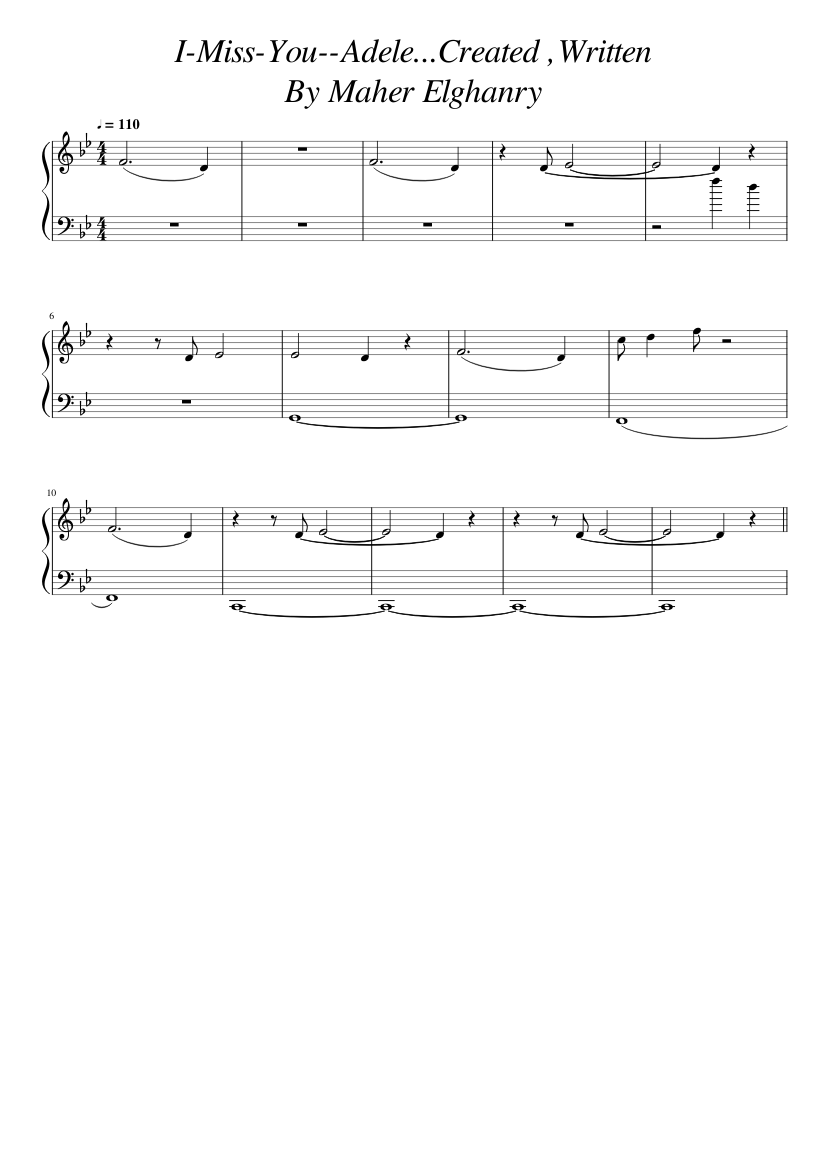 I-Miss-You- Adele,,,,,greetings Sheet music for Piano (Solo) Easy ...