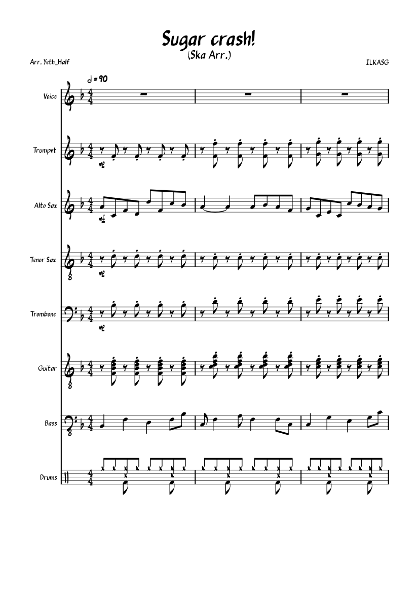 Sugar crash! Sheet Music for Trombone, Vocals, Saxophone alto ...