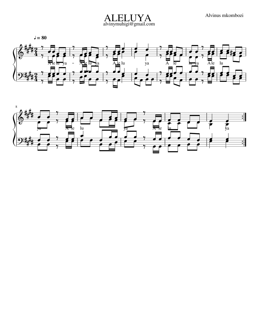 ALELUYA Sheet music for Piano (Solo) | Musescore.com