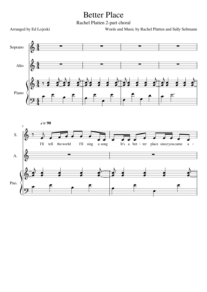 Better Place by rachel platten for solares Sheet music for Piano ...
