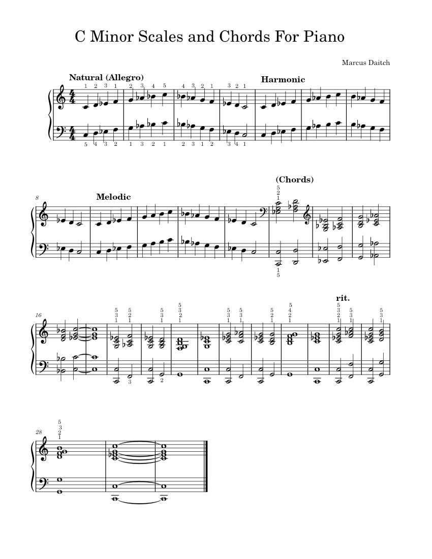 C Minor Scales and Chords For Piano Sheet music for Piano (Solo) Easy ...