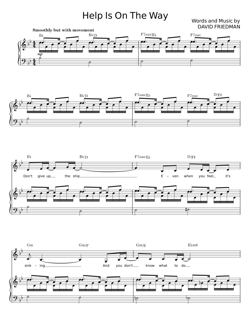 Help Is On The Way - DAVID FRIEDMAN Sheet Music with Chords for Piano ...