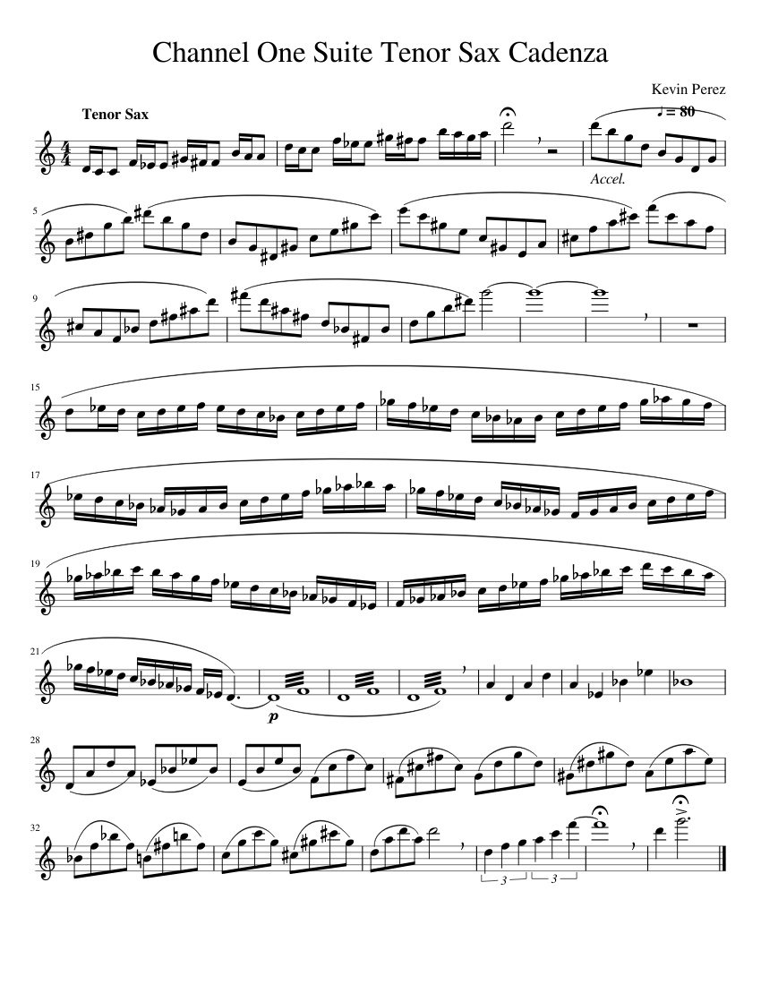 Channel One Suite Tenor Sax Cadenza Sheet Music for Saxophone tenor ...