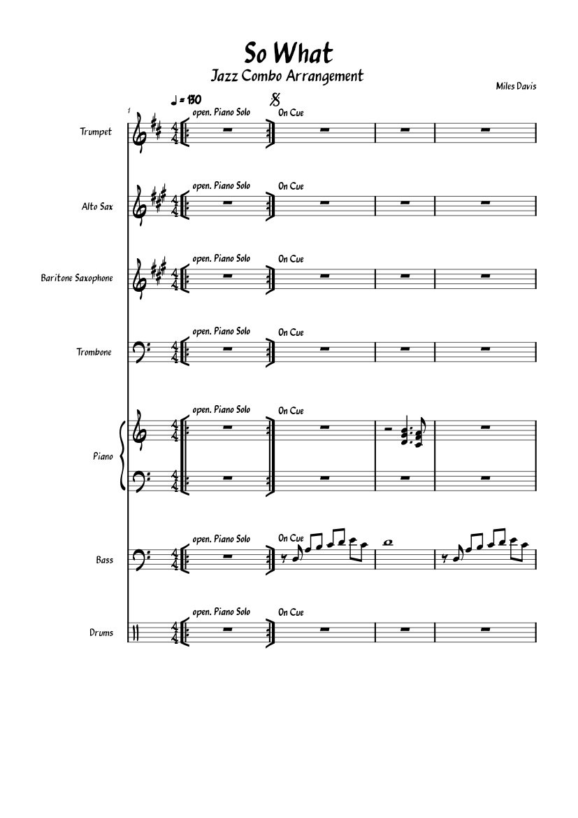 So what – Miles Davis Sheet Music for Piano, Trombone, Saxophone alto ...