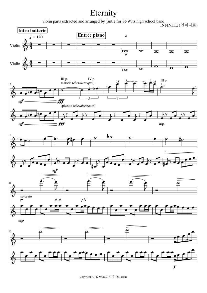 Eternity - Infinite Sheet music for Violin (String Duet) | Musescore.com