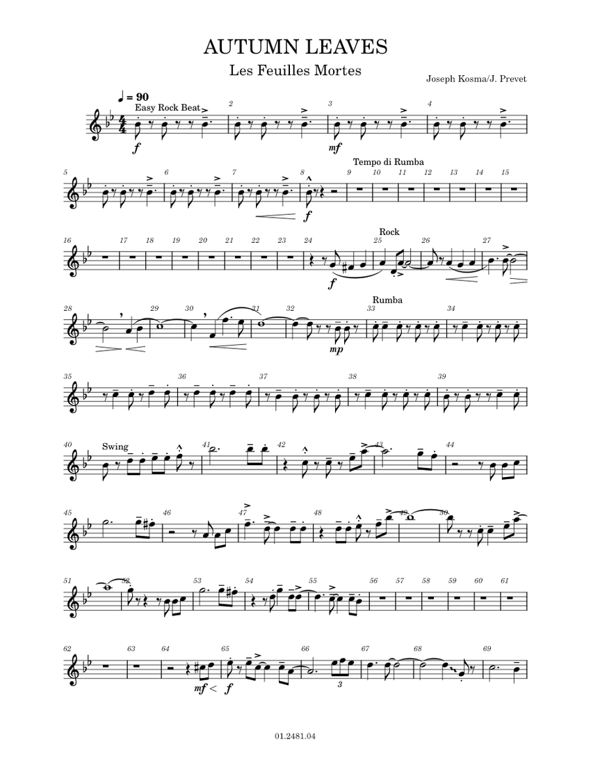 AUTUMN LEAVES-Saxofón_tenor Sheet music for Saxophone tenor (Solo ...