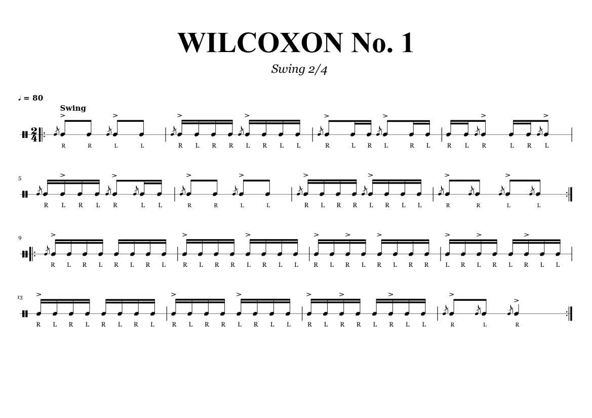 Wilcoxon 1 swing Sheet music for Snare drum (Solo) | Musescore.com