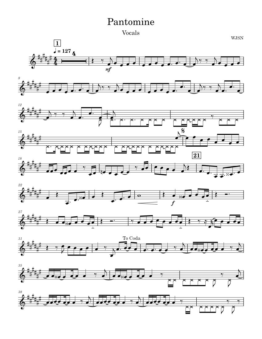 Pantomime – WJSN - Vocals Sheet music for Piano (Solo) Easy | Musescore.com