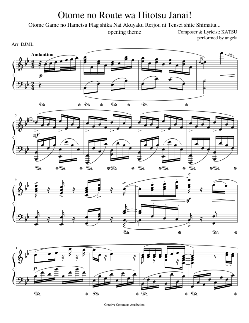 Otome no Route wa Hitotsu Janai! - angela (DJML Piano version) Sheet ...