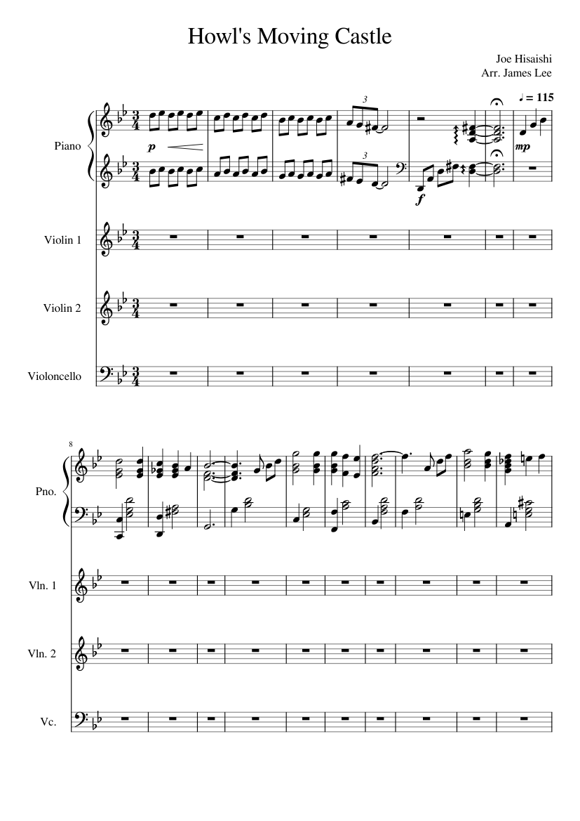 Howl s Moving Castle Sheet music for Piano, Violin, Cello (Chamber ...