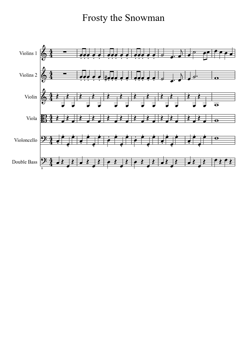 Frosty The Snowman Sheet Music Violin