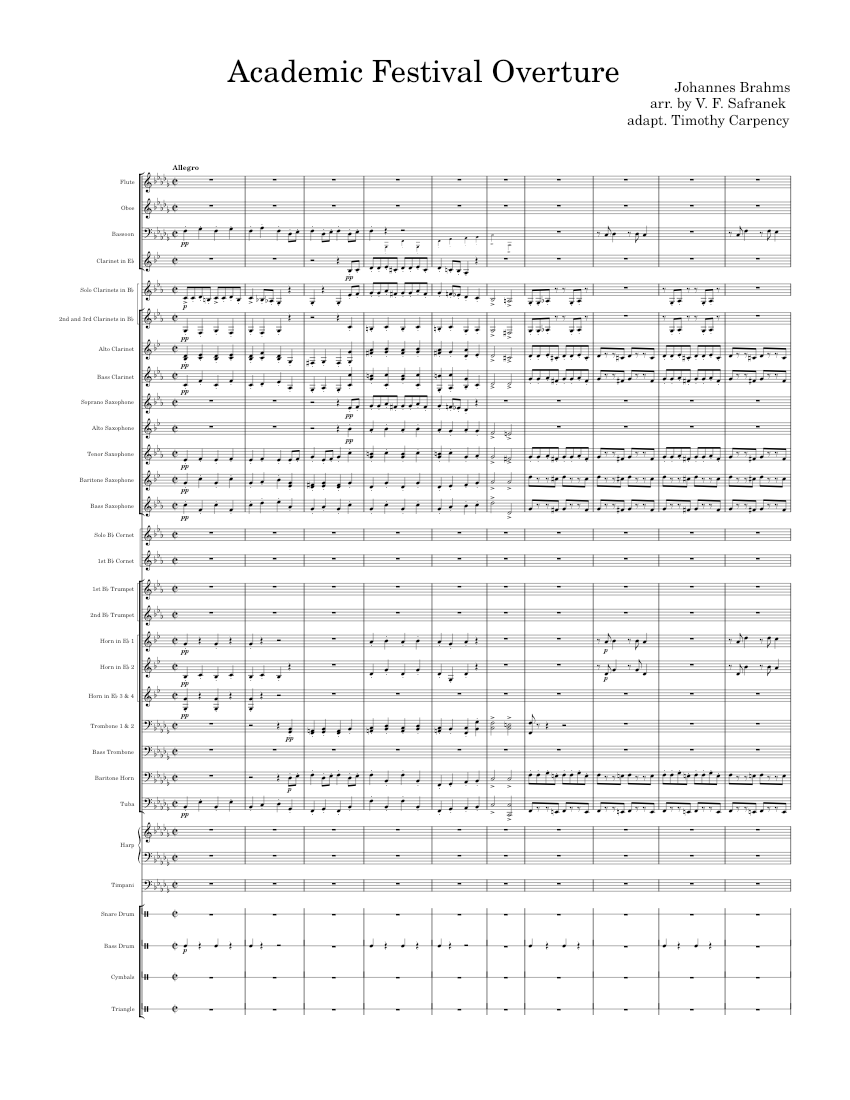 Academic Festival Overture - Full Band Sheet Music for Trombone, Tuba ...