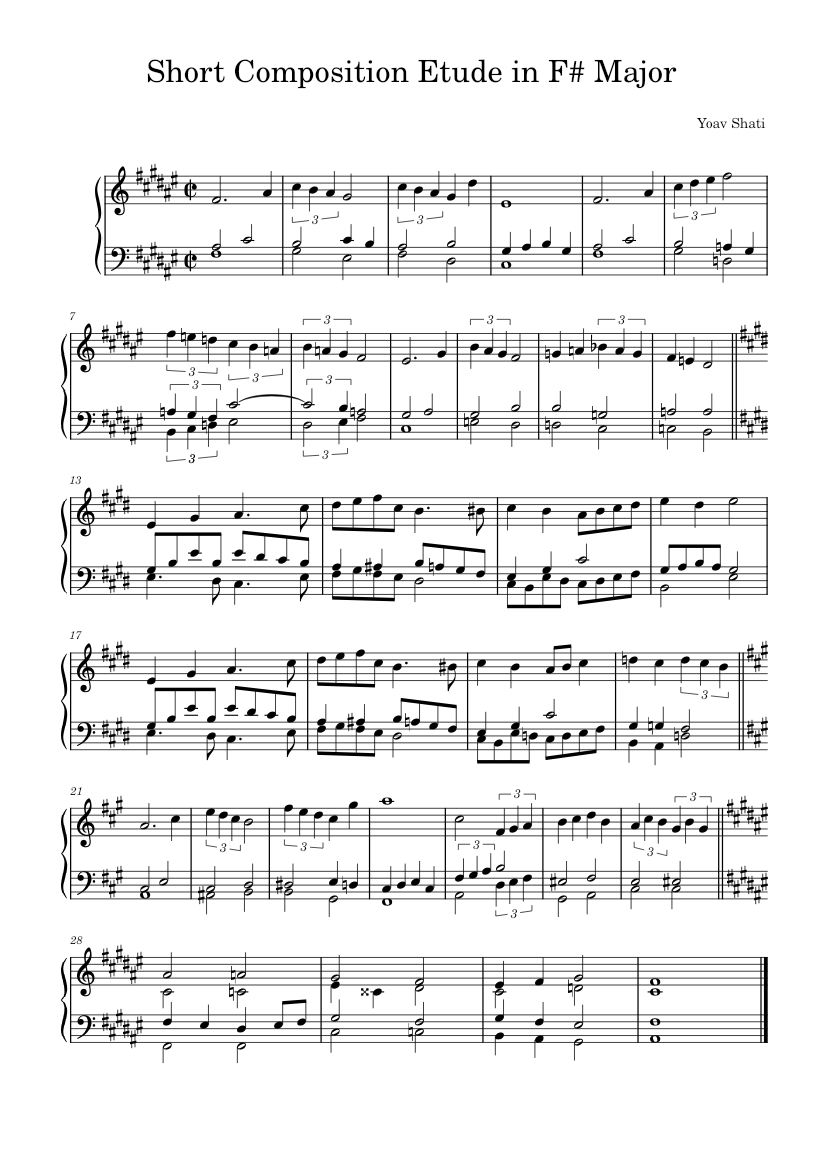 Short Composition Etude in F# Major Sheet music for Piano (Solo) Easy ...