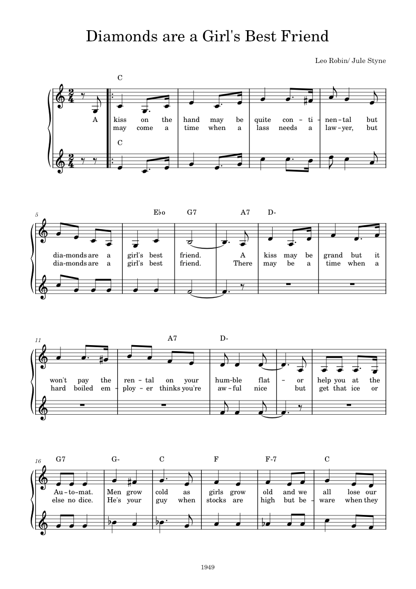 Diamonds are A Girl's Best Friend – Jules Styne Diamonds are a Girl's ...