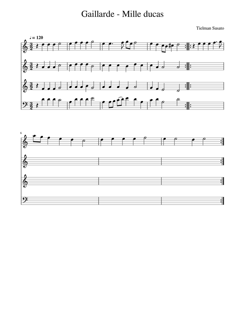 Tielman Susato - Gaillarde - Mille ducas Sheet music for Piano (Mixed ...