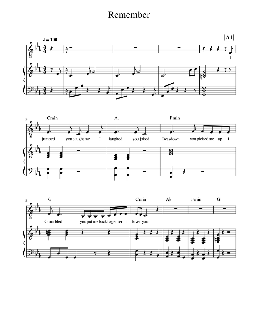 Remember Sheet music for Piano, Vocals (Piano-Voice) | Musescore.com