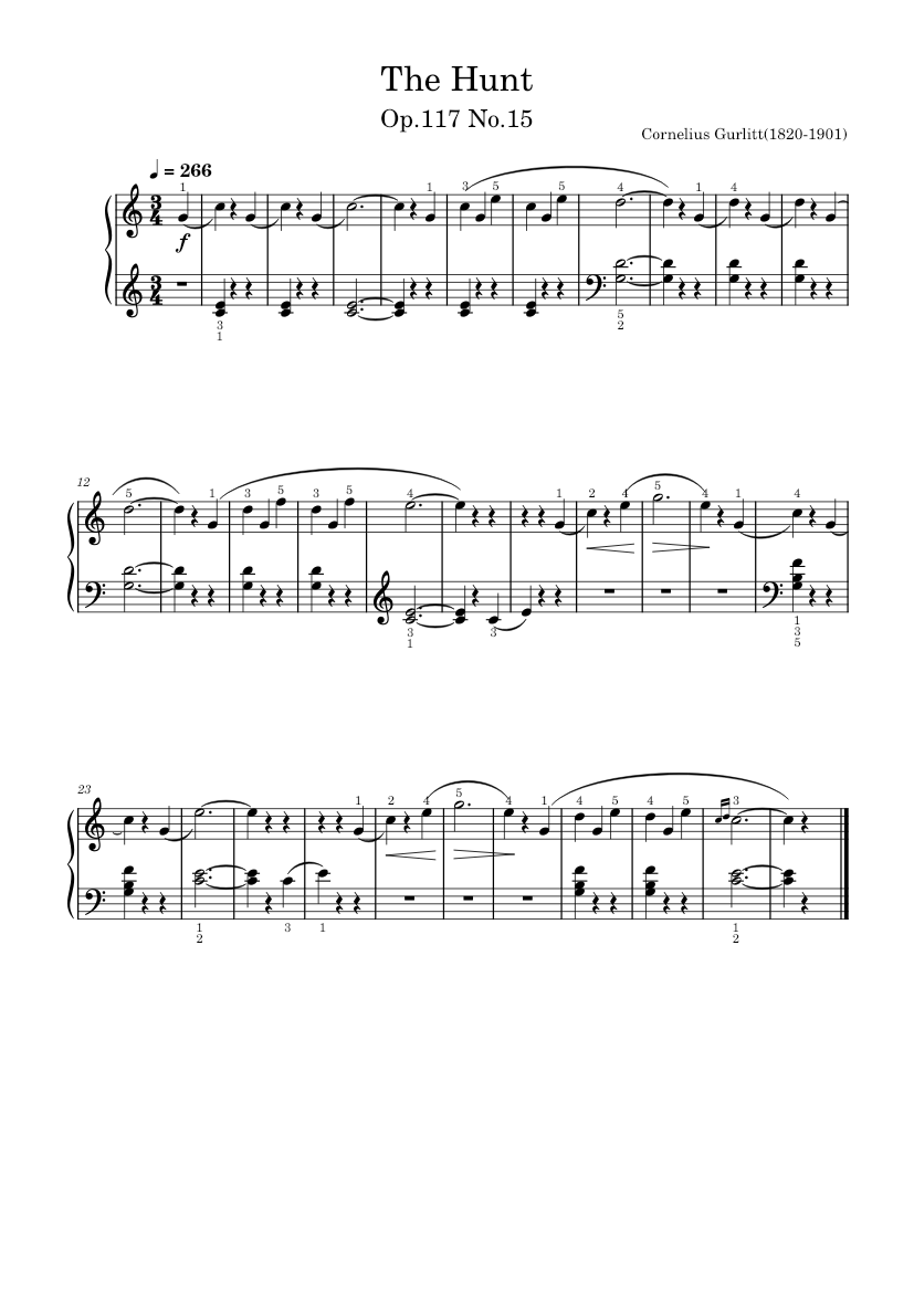 The Hunt Op.117 No.15 – Cornelius Gurlitt Cornelius Gurlitt(1820-1901)- The Hunt, Op.117 No.15 ...