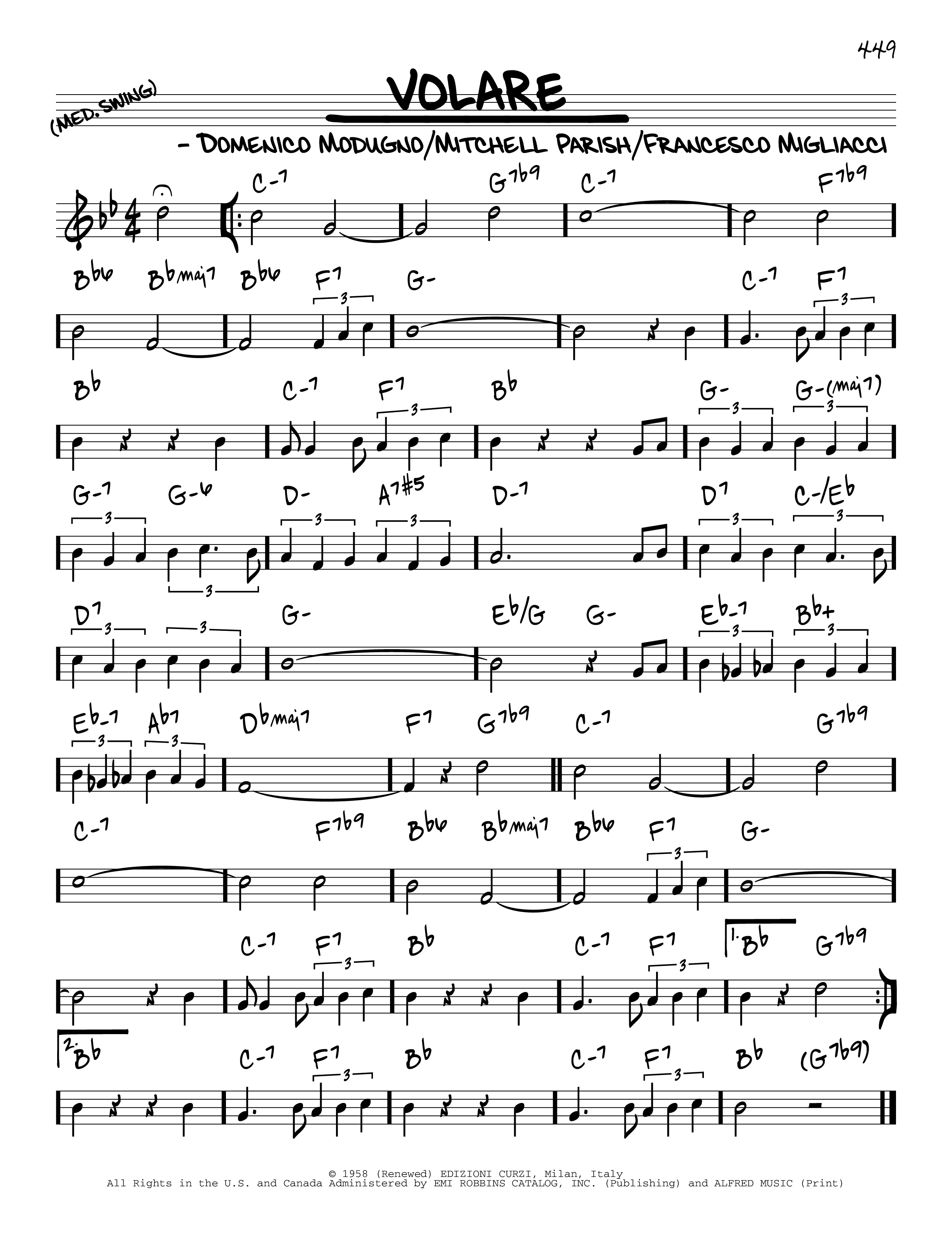 Play Official version of Volare Sheet Music by Dean Martin for Piano ...