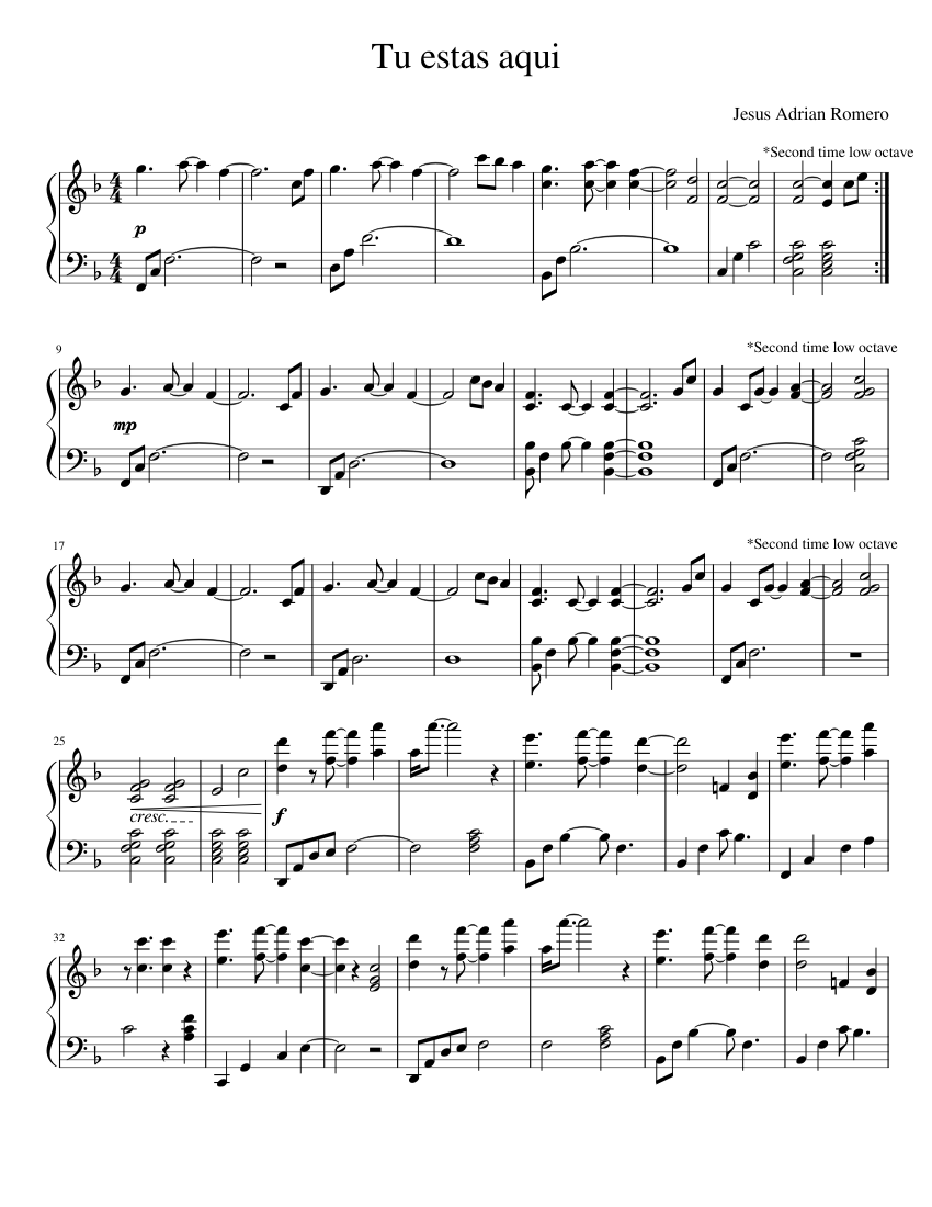 Tu estas aqui remastered Sheet music for Piano (Solo) | Musescore.com