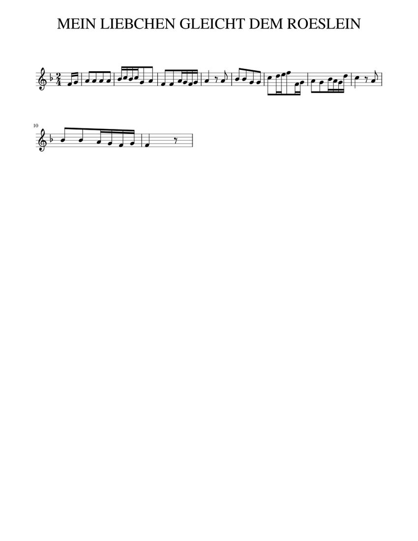 MEIN LIEBCHEN GLEICHT DEM ROESLEIN Sheet music for Piano (Solo ...