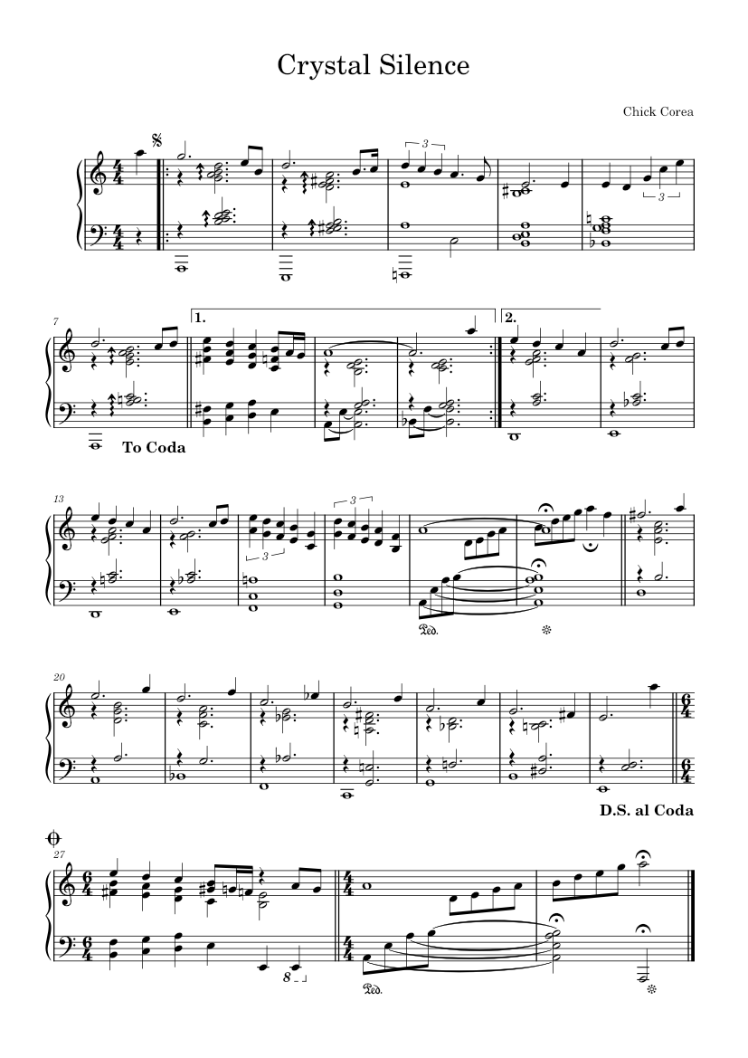 Crystal silence – Chick Corea Sheet Music for Piano (Solo) | MuseScore.com