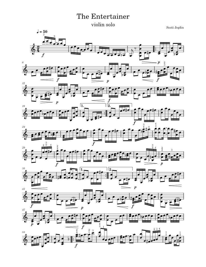 The entertainer – Scott Joplin Sheet music for Violin (Solo ...