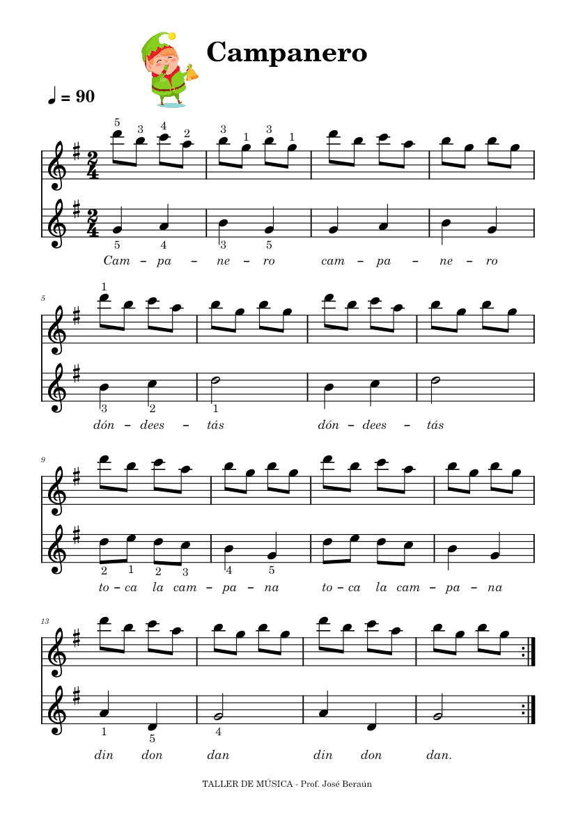 Campanero PIANO melodía en izquierda Sheet music for Piano (Solo) Easy | Musescore.com
