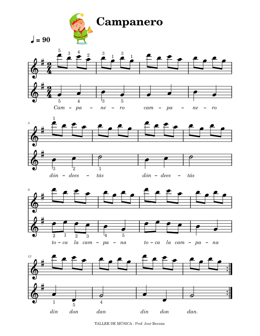 Campanero PIANO melodía en izquierda Sheet music for Piano (Solo) Easy | Musescore.com