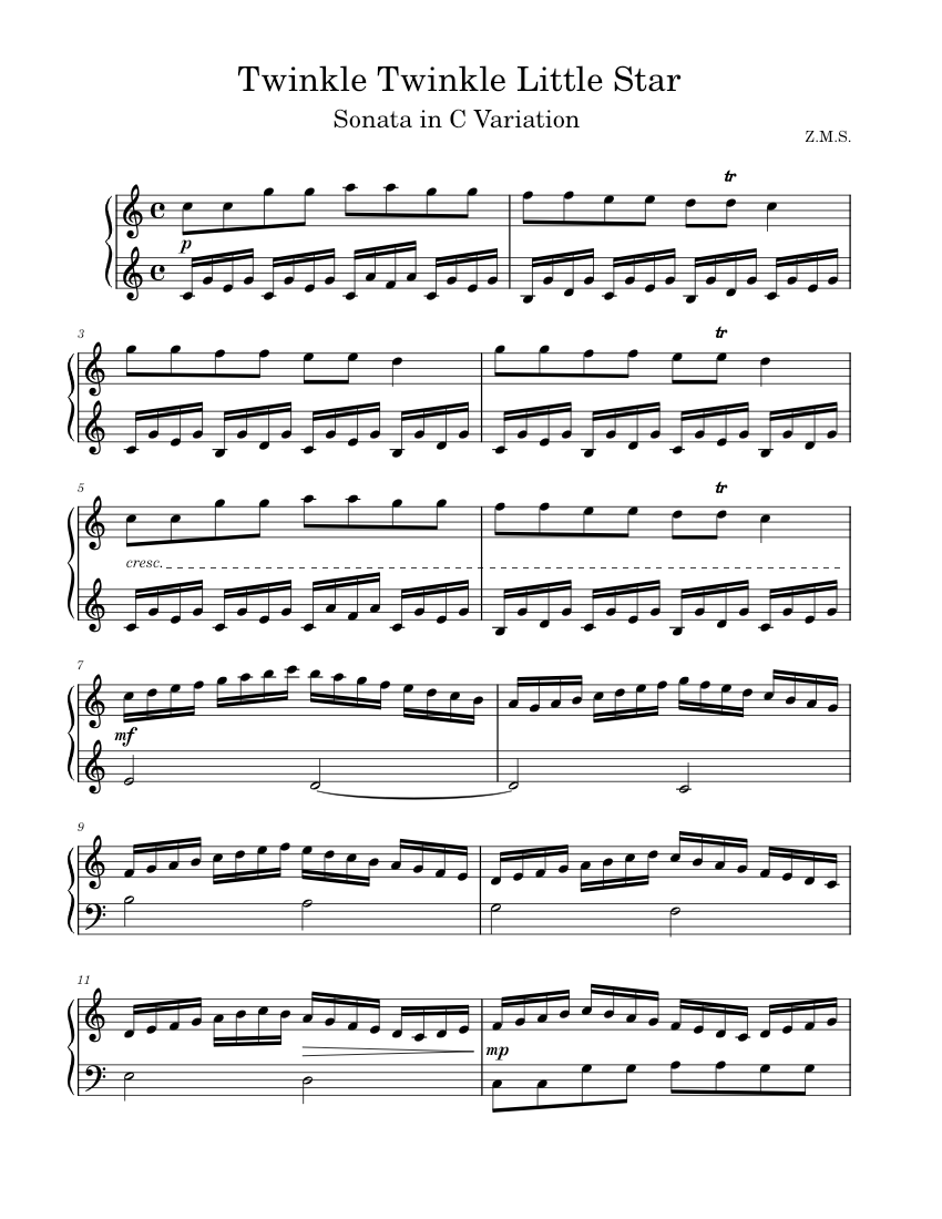 Twinkle Twinkle Little Star Sheet music for Piano (Solo) | Musescore.com