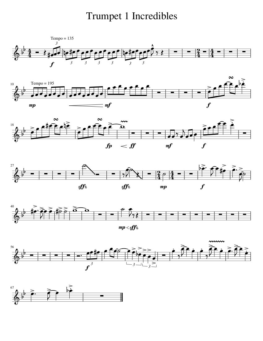 Trumpet_1_Incredibles Sheet music for Trumpet in b-flat (Solo ...