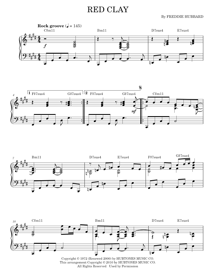 Play Official version of Red clay sheet music by Freddie Hubbard for ...