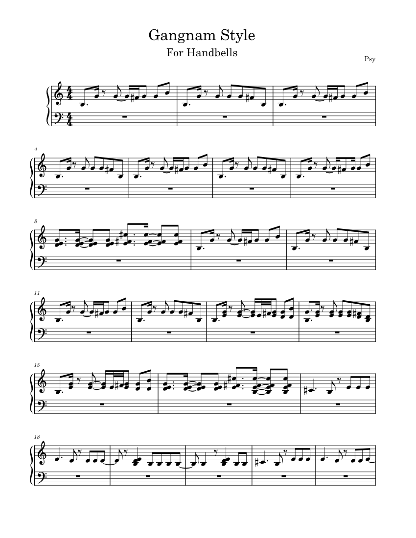 Gangnam style – PSY Sheet music for Handbells (Handbell Ensembles ...