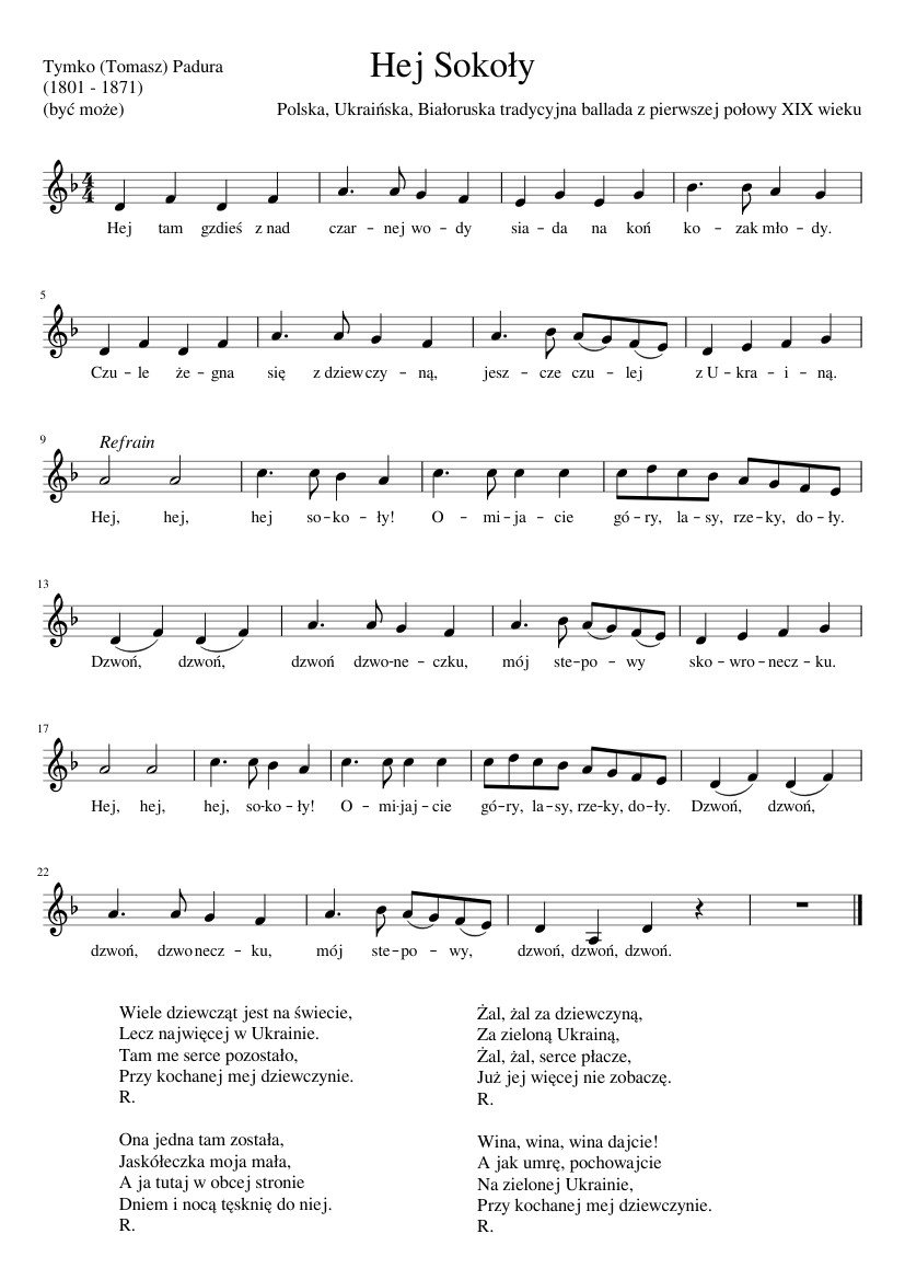 Hej Sokoly Sheet Music for Vocals (Solo) | MuseScore.com