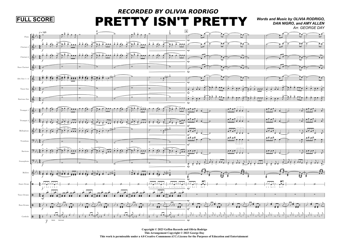 Pretty Isn't Pretty – Olivia Rodrigo Sheet Music for Trombone, Tuba ...