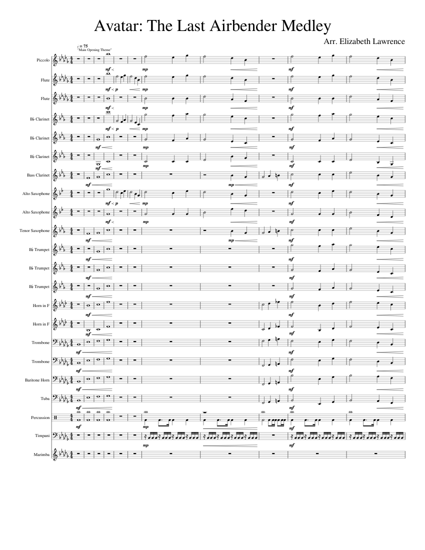 Avatar: The Last Airbender Medley Sheet music for Trombone, Tuba, Flute ...