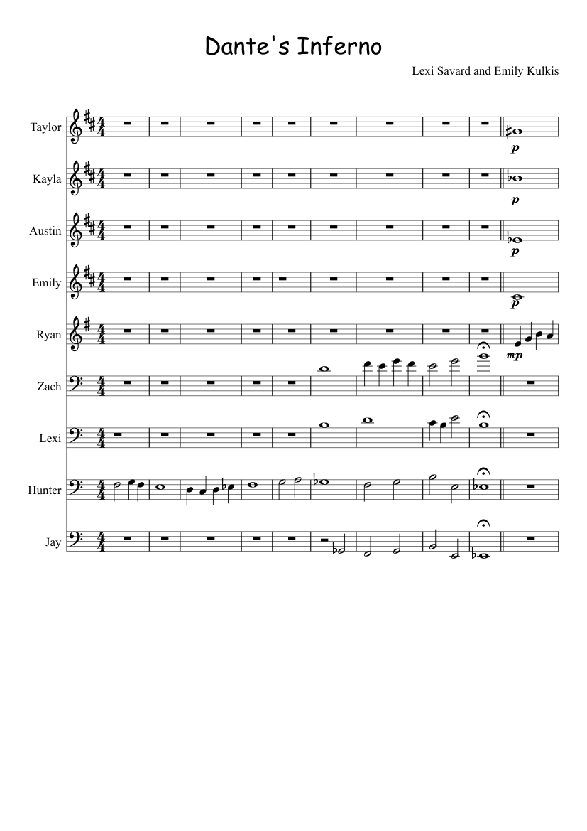 Dante's Inferno Sheet Music for Cornet, Euphonium, Tuba, French horn ...