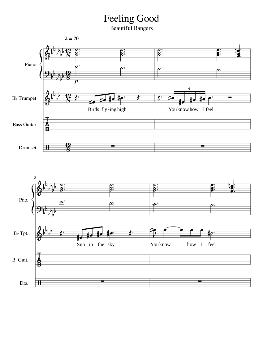 Feeling Good - piano tutorial