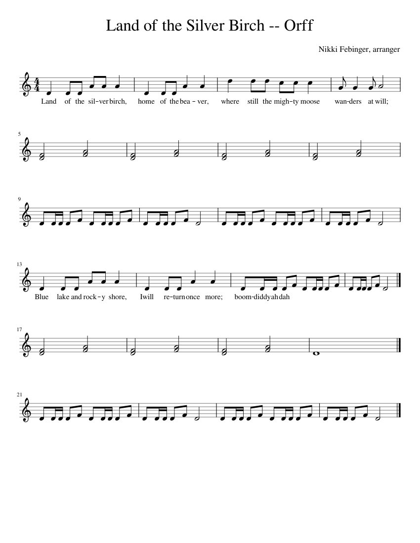 Land of the Silver Birch – Canadian Folk Song Land of the Silver Birch ...