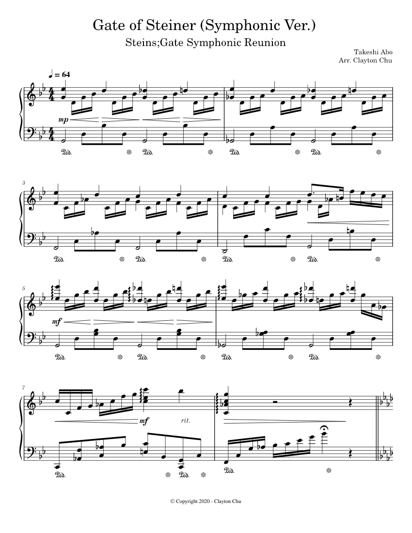 Gate of Steiner (Symphonic Ver.) - Steins;Gate Sheet music for Piano ...