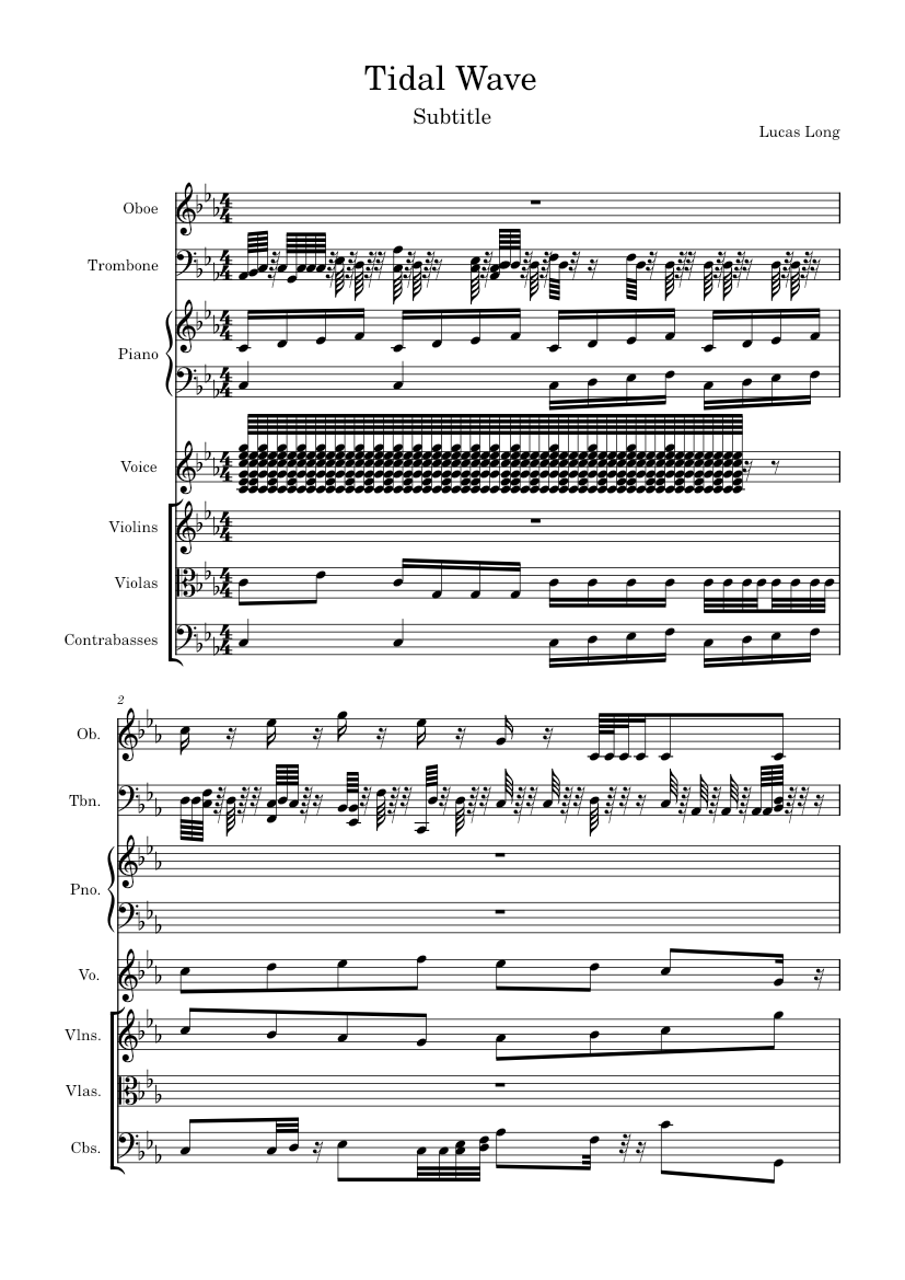 Tidal Wave Sheet Music for Piano, Trombone, Oboe, Strings group & more ...