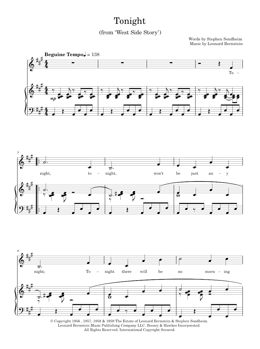 Play Official version of Tonight (from West Side Story) Sheet Music by ...
