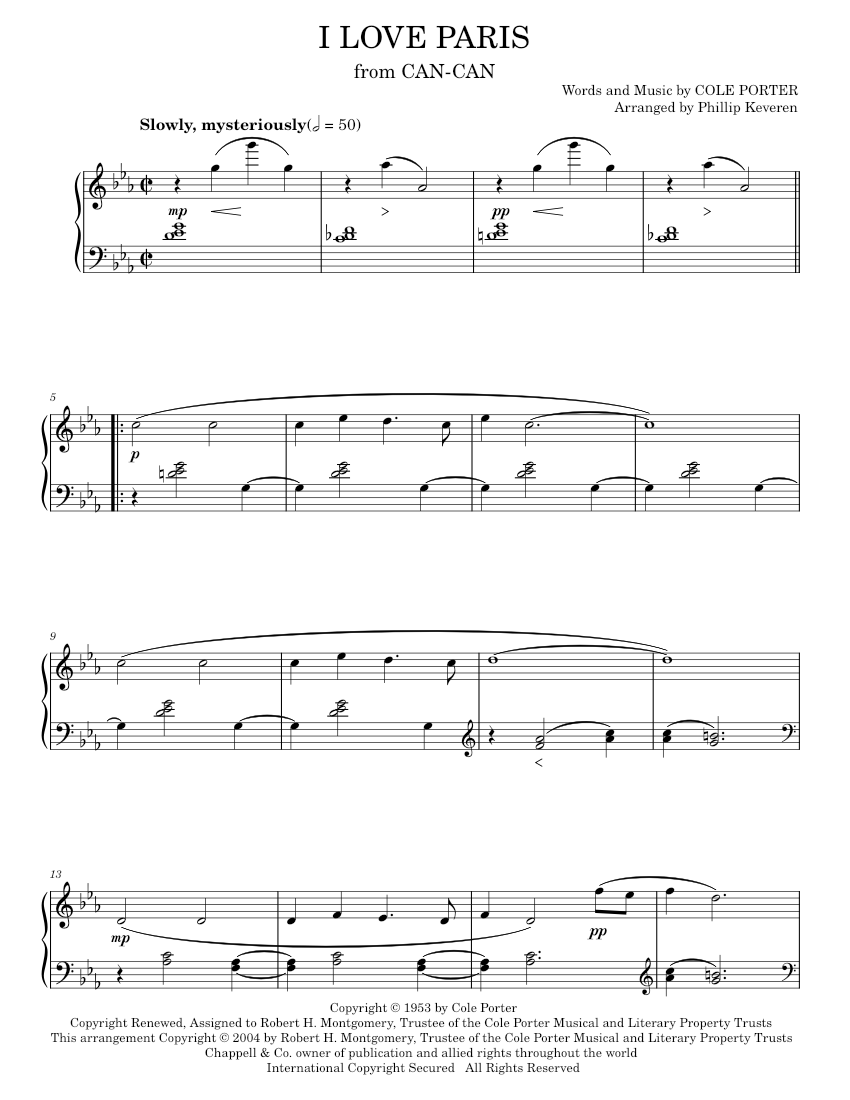 Play Official version of I Love Paris sheet music by Cole Porter for ...