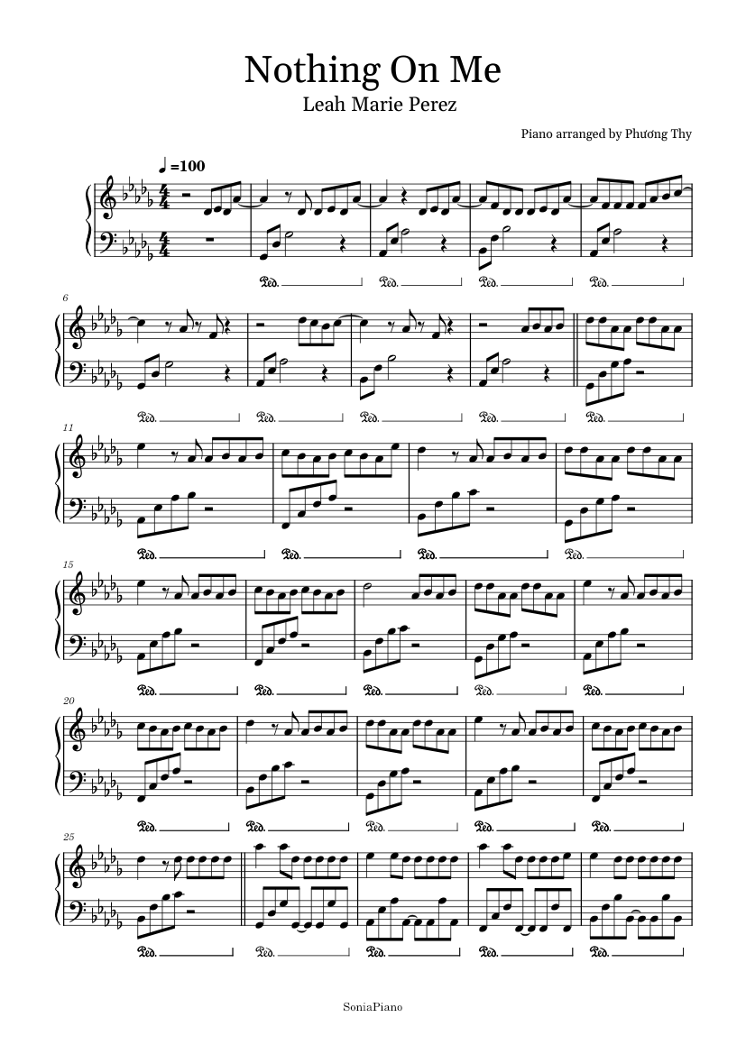 Nothing on me Nothing On Me Sheet Music for Piano (Solo) easy ...