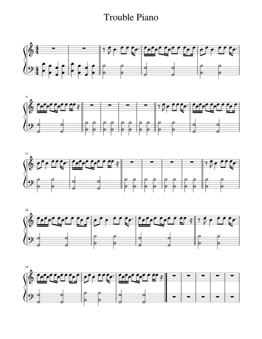 Trouble Piano Sheet music for Piano (Solo) | Musescore.com