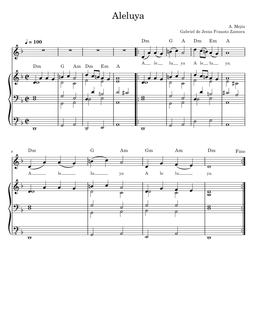 Aleluya – Alejandro Mejia - Gabriel de Jesús Frausto Zamora Sheet music ...