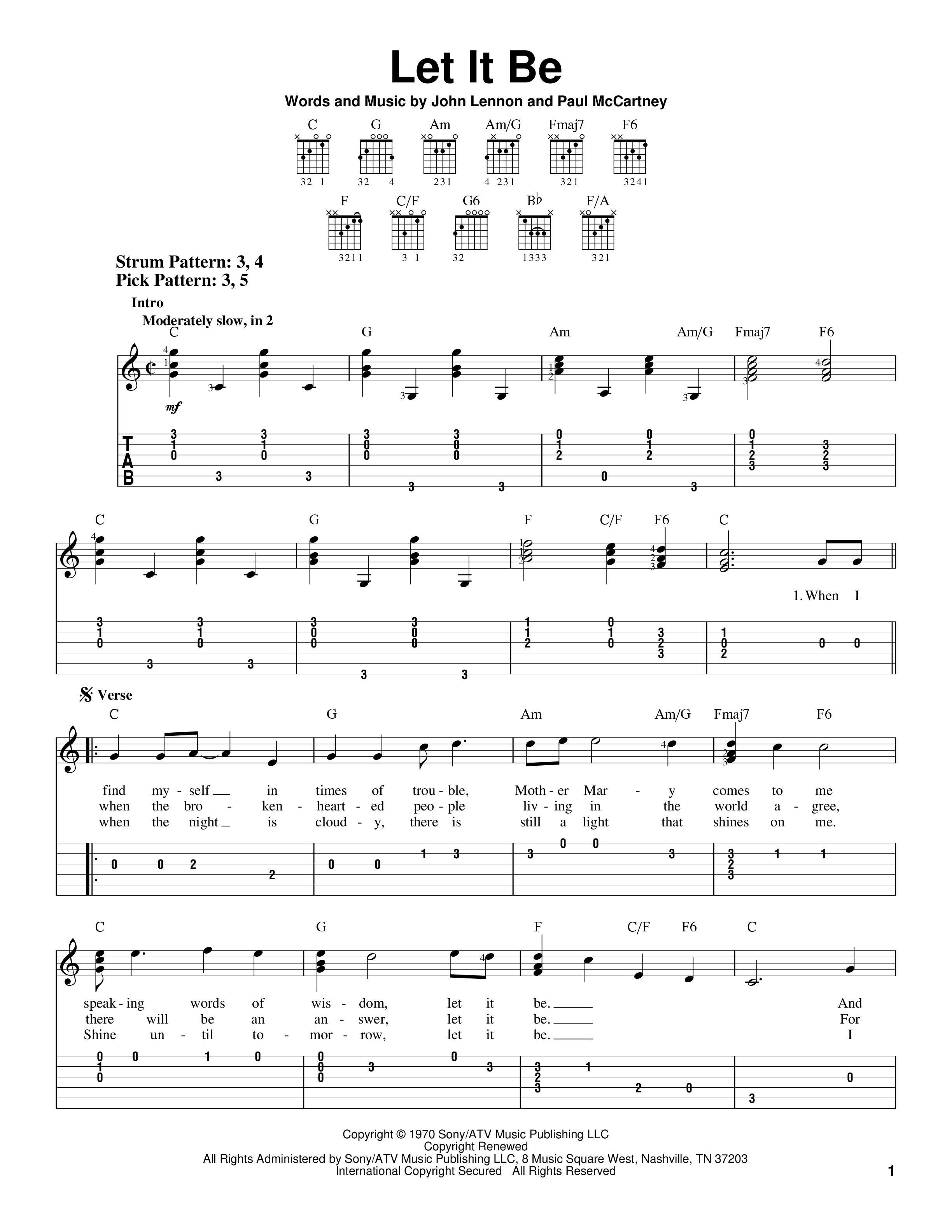 Play Official version of Let it be Sheet Music by The Beatles for ...